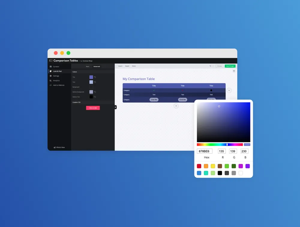 Common Ninja Comparison Tables